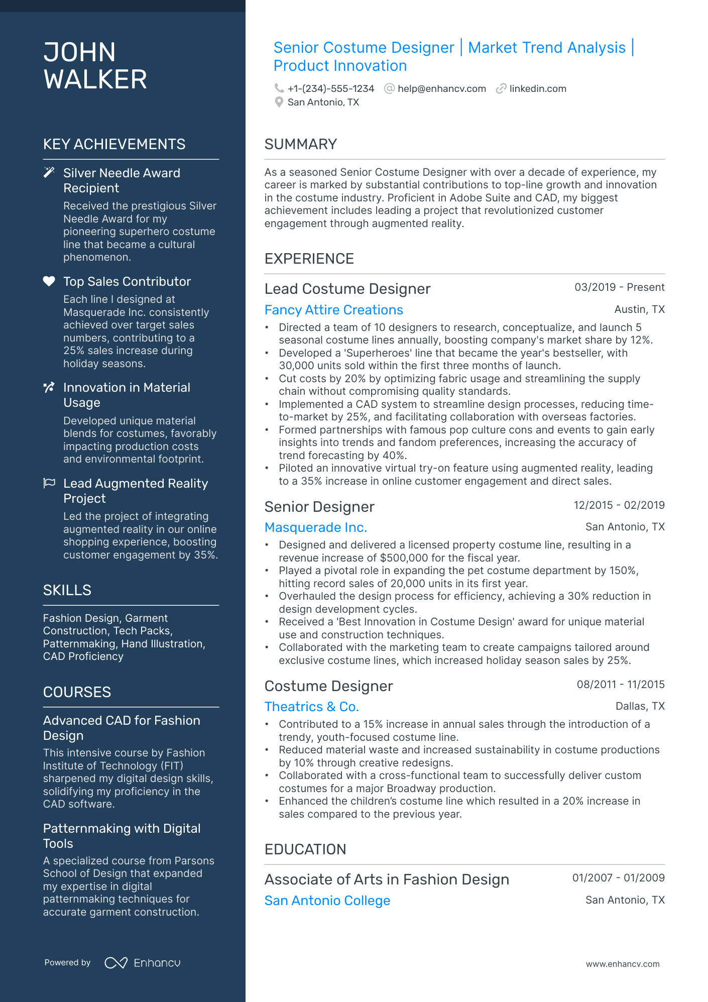 10 Costume Designer Resume Examples & Guide for 2026