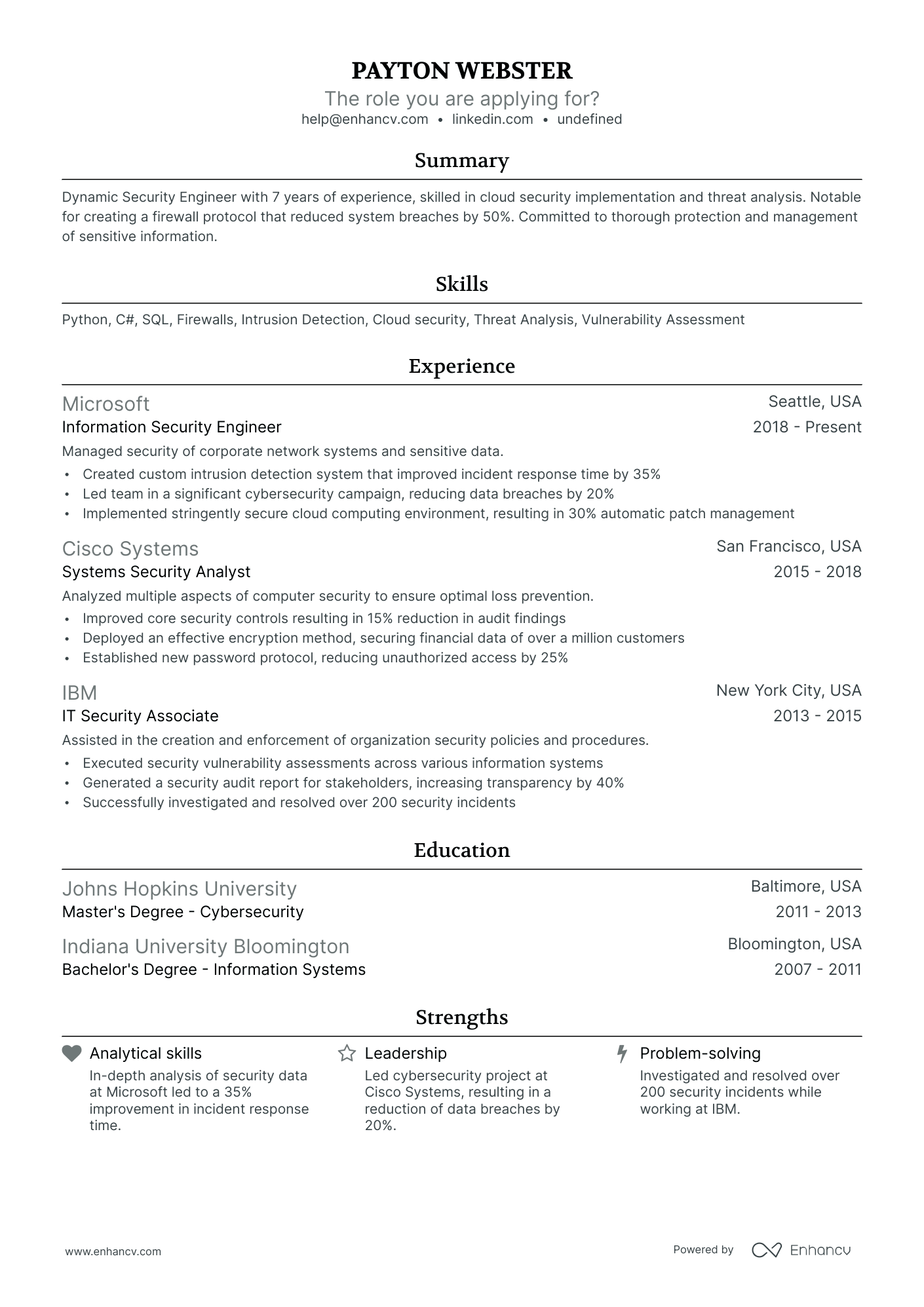 10 Information Security Engineer Resume Examples & Guide for 2026