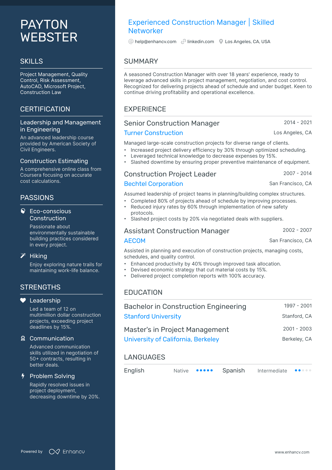 10 Construction Business Owner Resume Examples & Guide for 2026