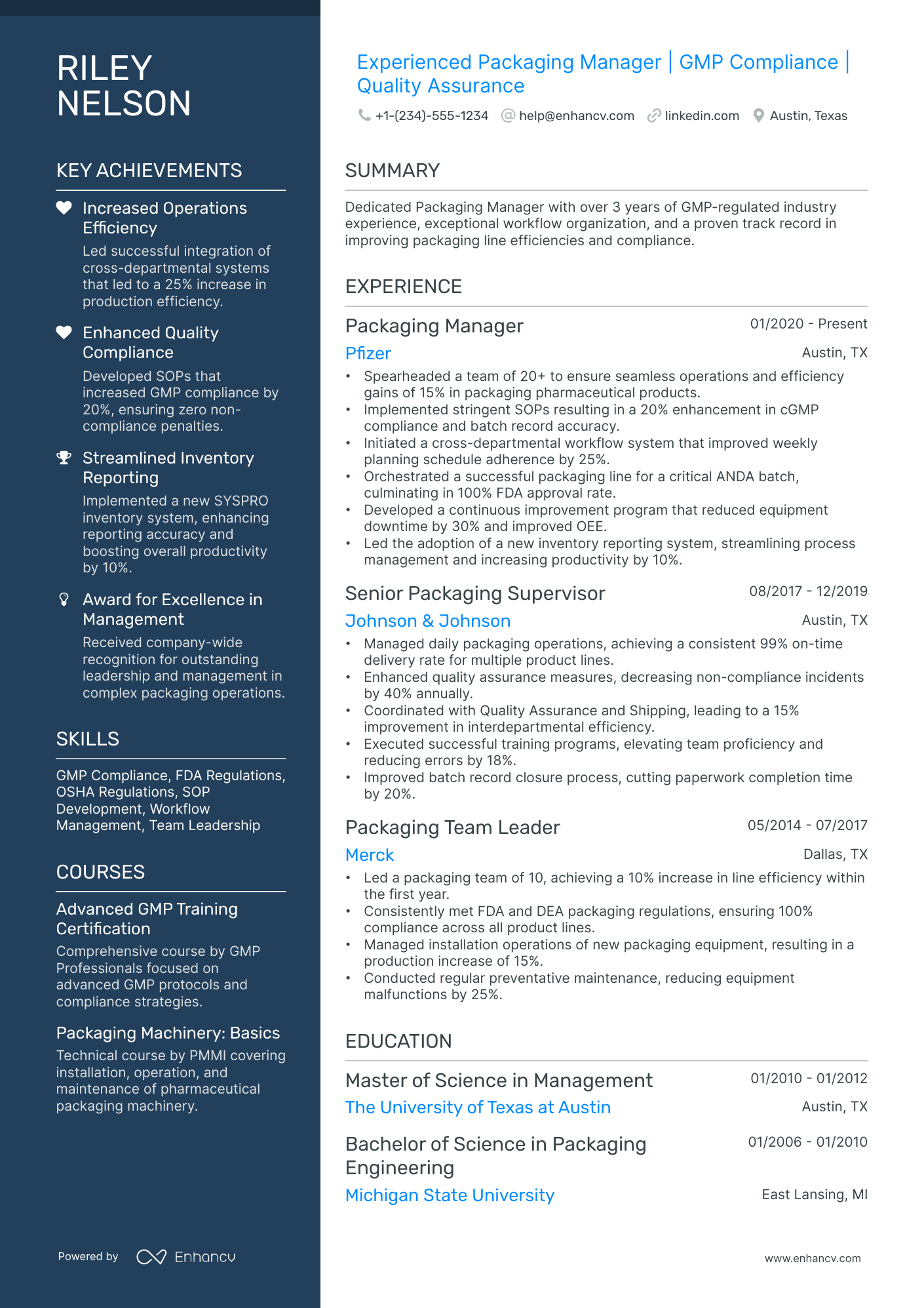 10 Packaging Manager Resume Examples & Guide for 2026