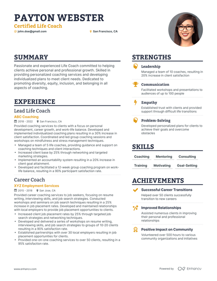5 Life Coach Resume Examples & Guide for 2023