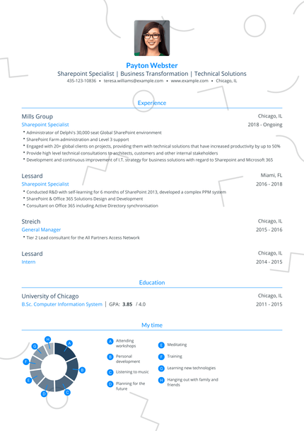 Sharepoint Resume Examples & Guide for 2023 (Layout, Skills, Keywords ...