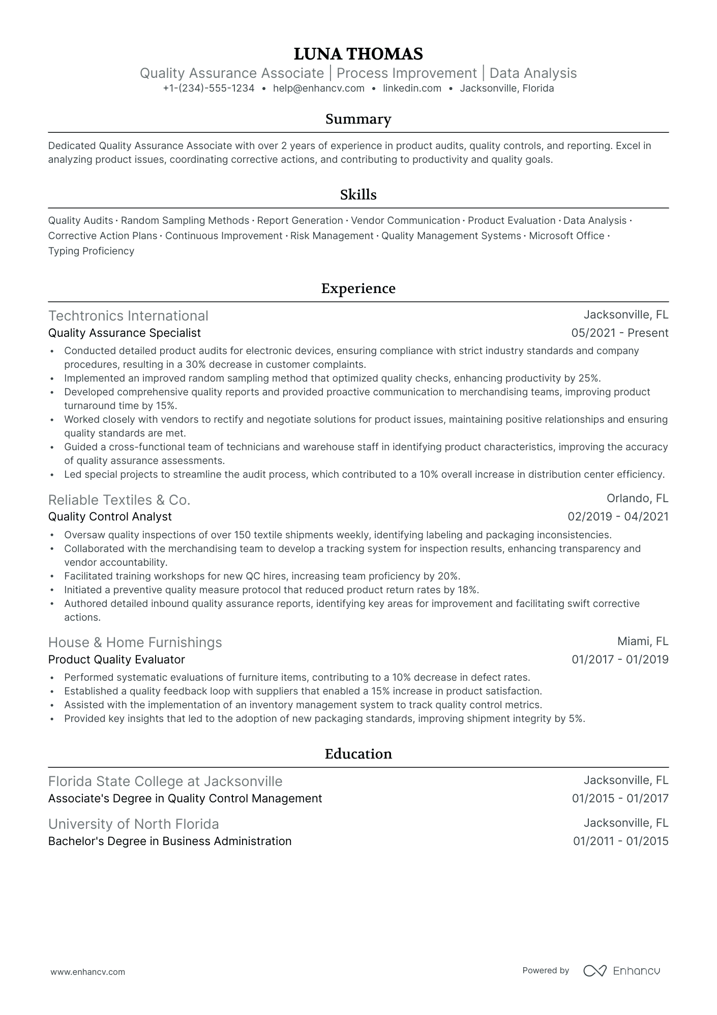 5 Quality Assurance Associate Resume Examples & Guide for 2024