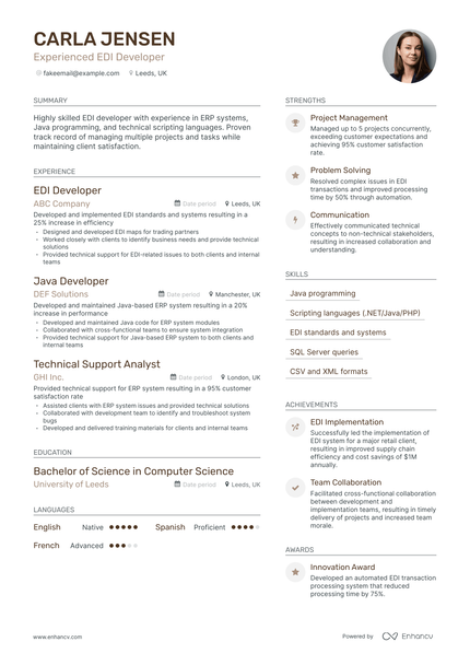 5 EDI Developer Resume Examples & Guide for 2024