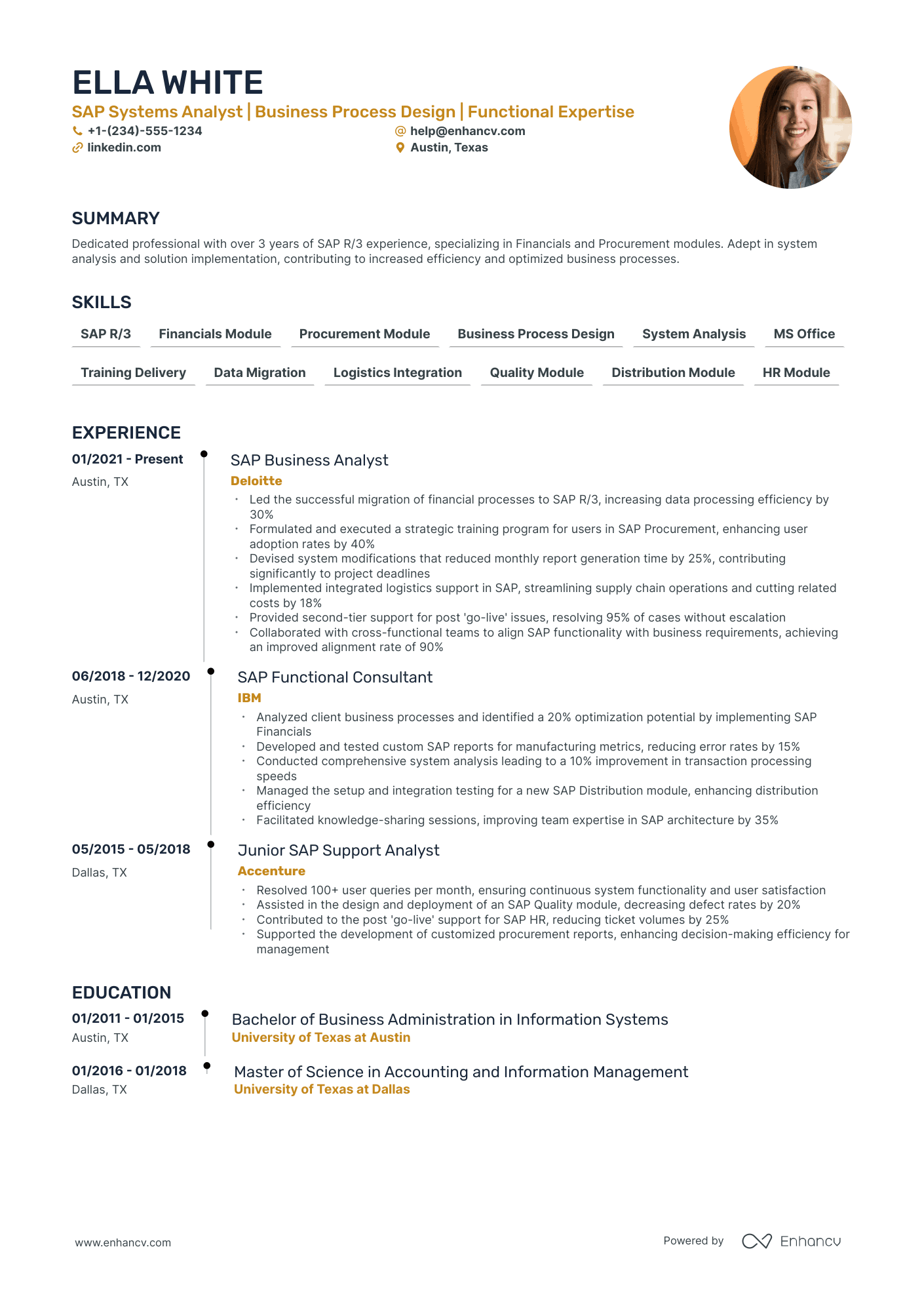 5 SAP Business Analyst Resume Examples & Guide for 2024