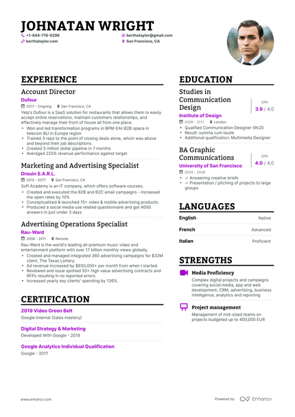 6 Advertising Resume Examples & Guide for 2024