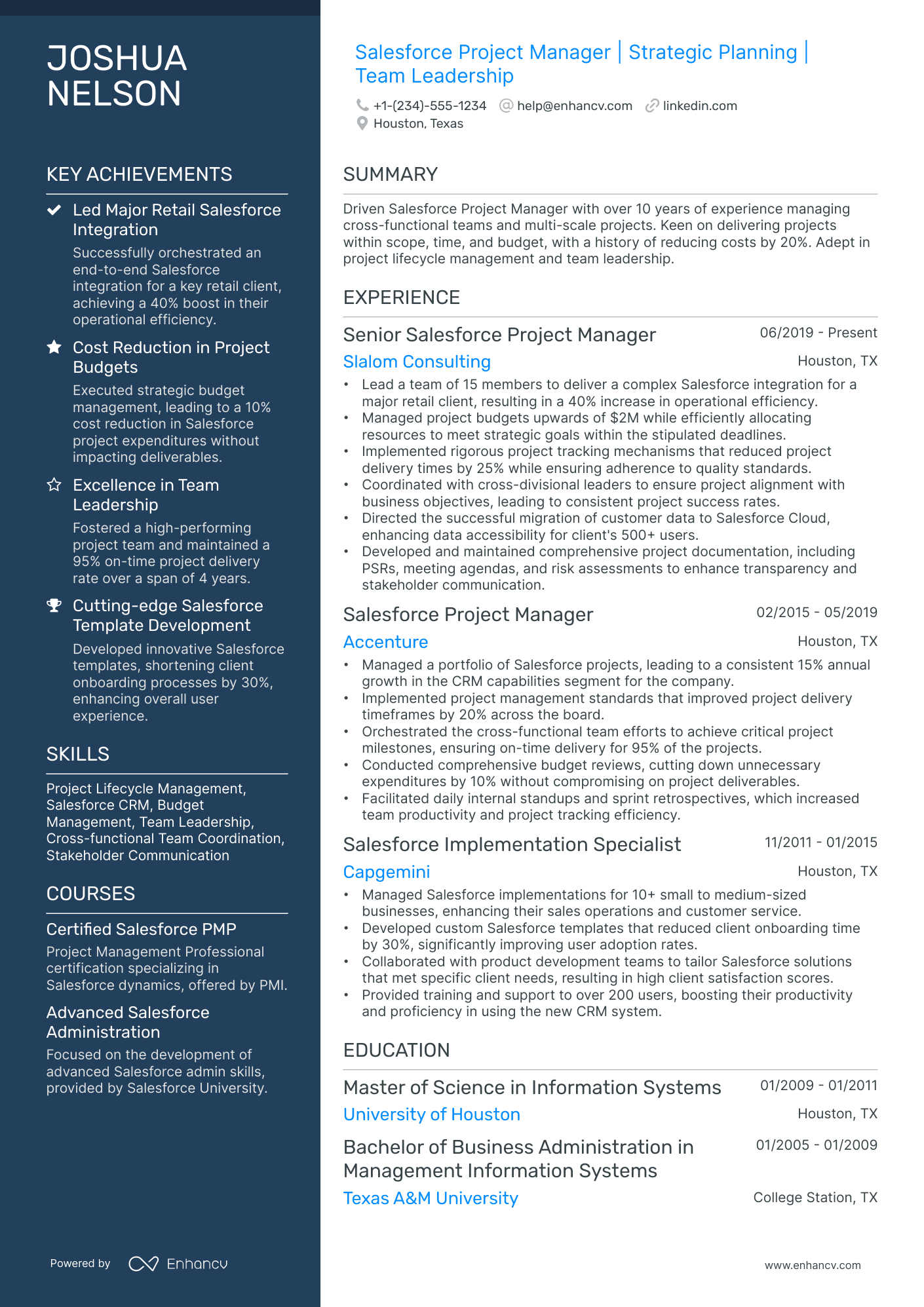 10 Salesforce Project Manager Resume Examples & Guide for 2026