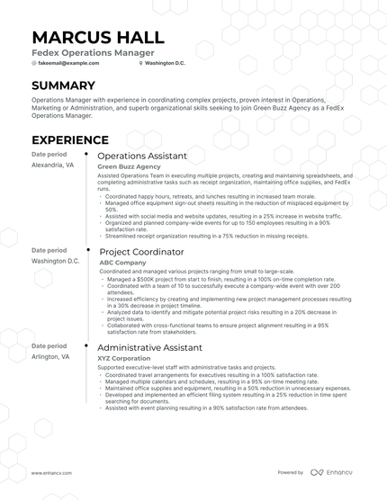 5 Fedex Operations Manager Resume Examples & Guide for 2023