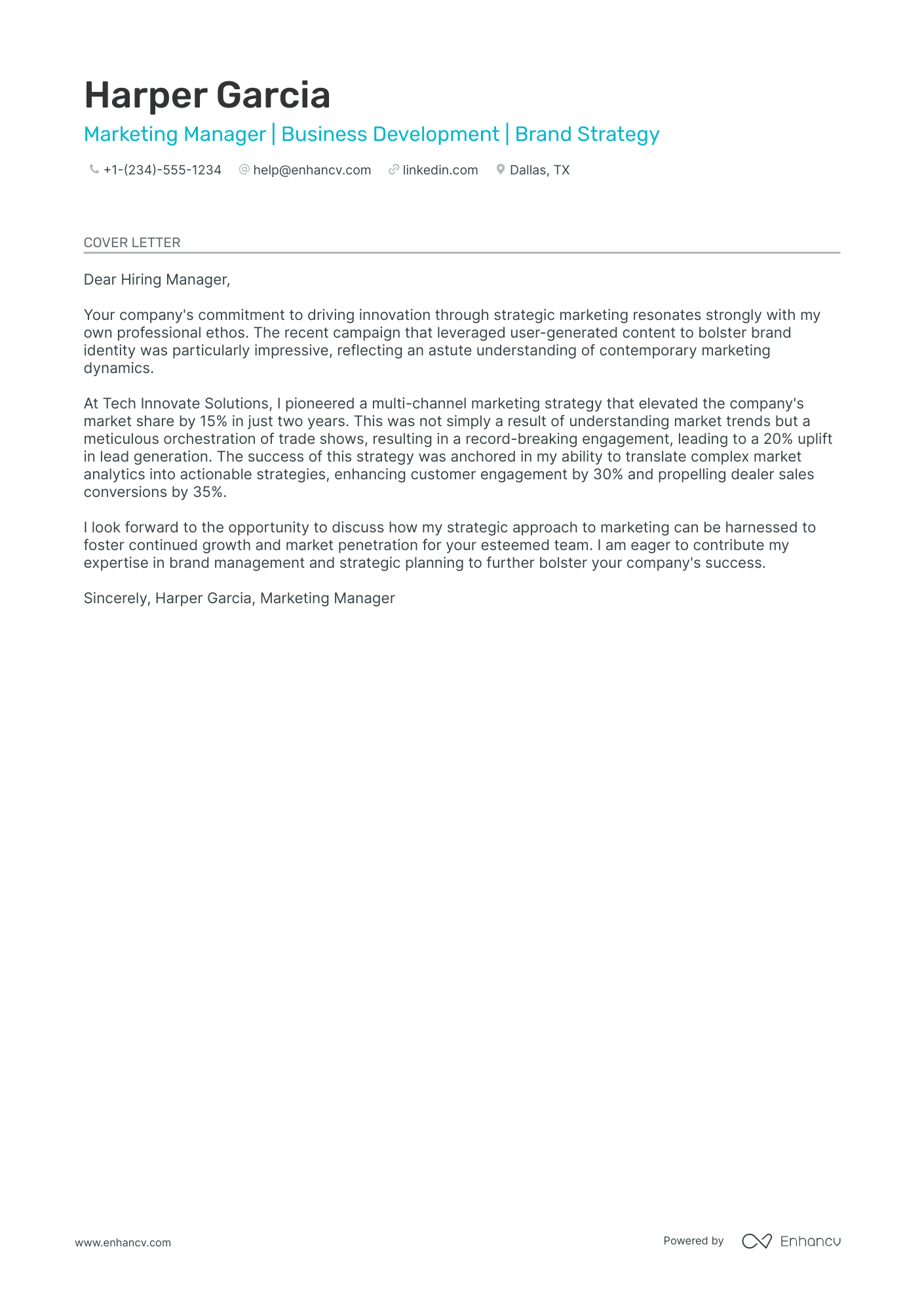 17 Professional Marketing Manager Cover Letter Examples and Template ...