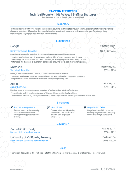 5 Technical Recruiter Resume Examples & Guide for 2024