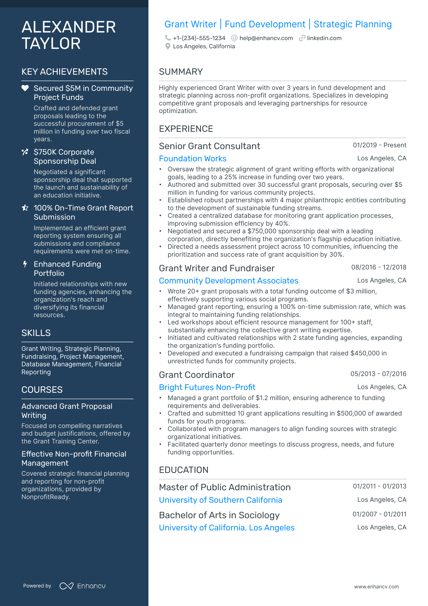 10 Grant Writer Resume Examples & Guide for 2025