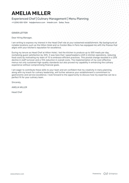 9 Professional Catering Cover Letter Examples and Template for 2026 ...