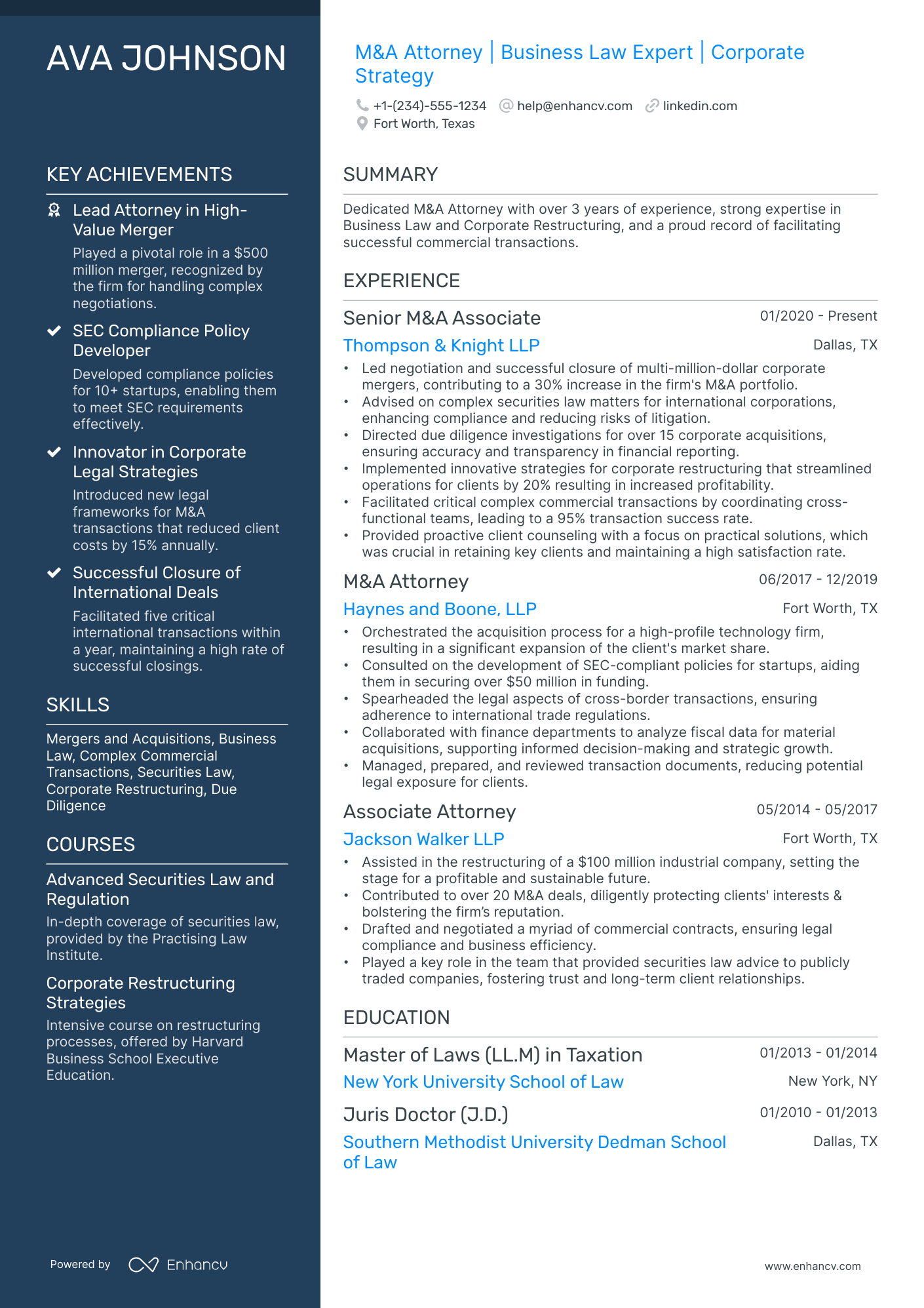 10 M&A Lawyer Resume Examples & Guide for 2026