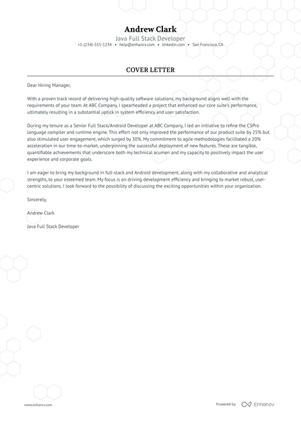 8 Professional Java Developer Cover Letter Examples and Template for ...