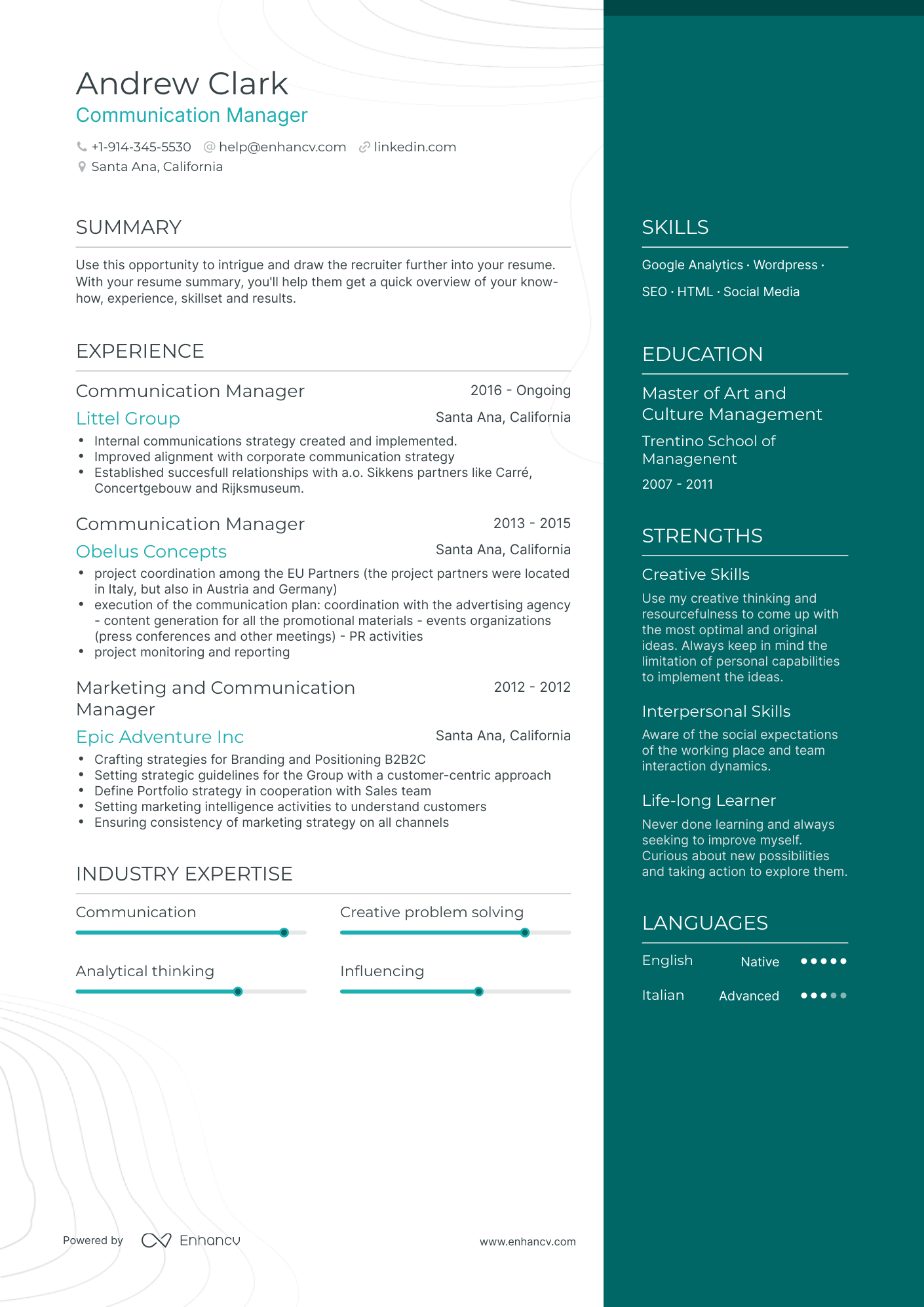 Communication Manager Resume Examples & Guide for 2023 (Layout, Skills ...