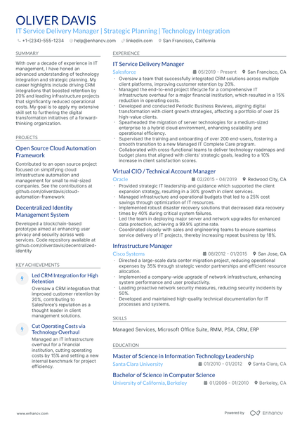 10 IT Service Delivery Manager Resume Examples & Guide for 2026