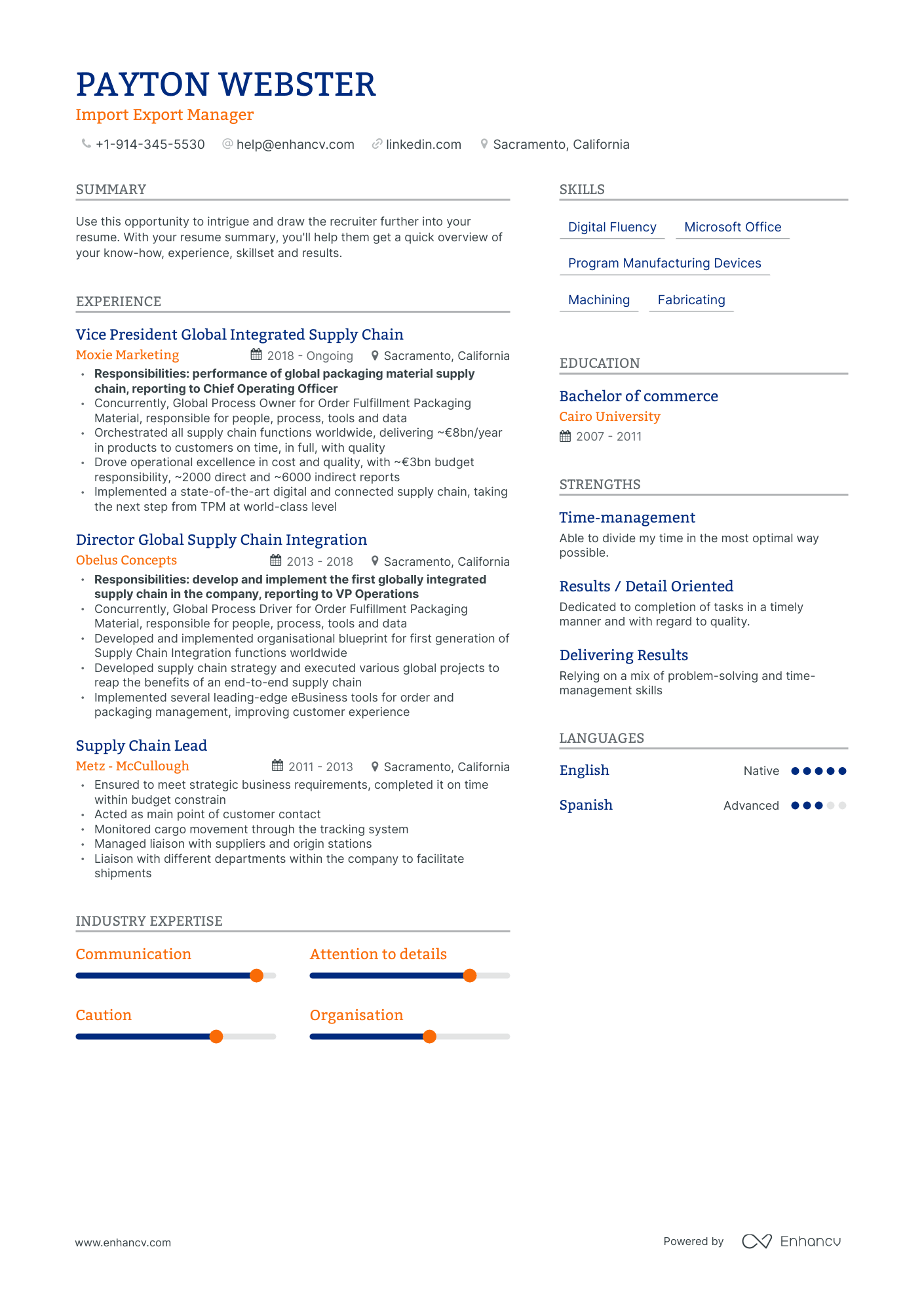 Import Export Manager Resume Examples & Guide for 2023 (Layout, Skills ...