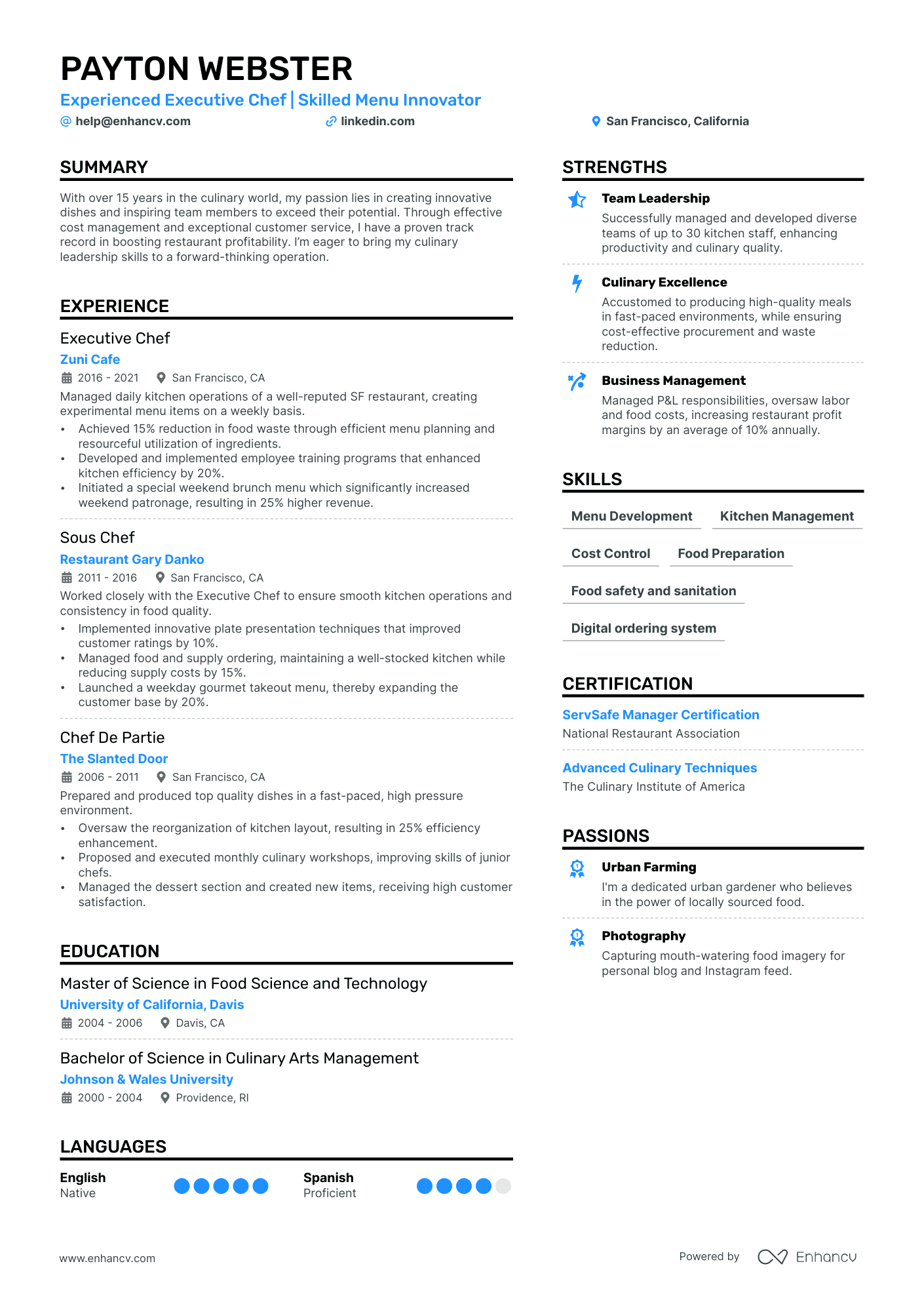 8 Chef Resume Examples & Guide for 2024