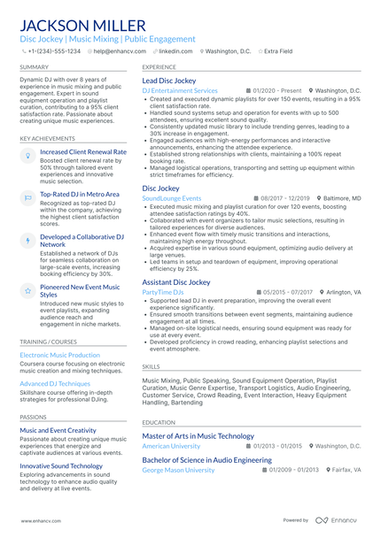 22 DJ Resume Examples & Guide for 2026