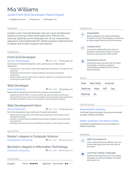 8 React Developer Resume Examples & Guide for 2024