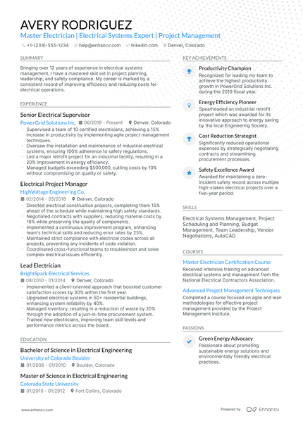 10 Electrical Manager Resume Examples & Guide for 2026