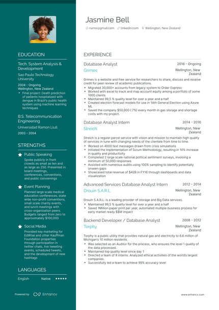 13 Database Engineer Resume Examples & Guide for 2024