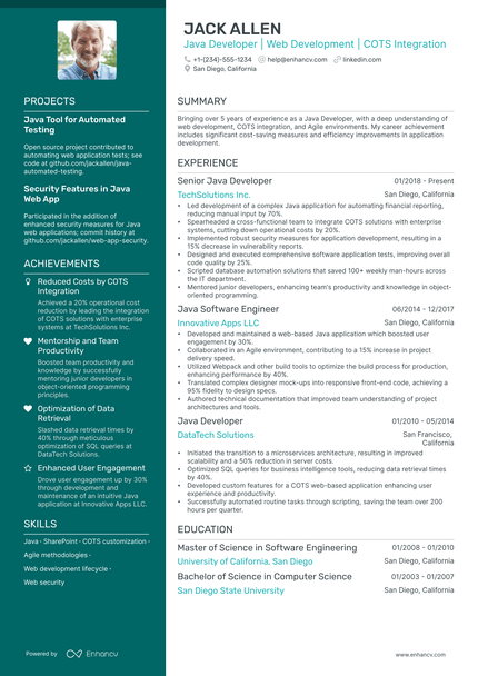 5 Java Web Developer Resume Examples & Guide for 2024