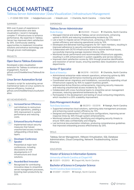 20 Tableau Developer Resume Examples & Guide for 2026