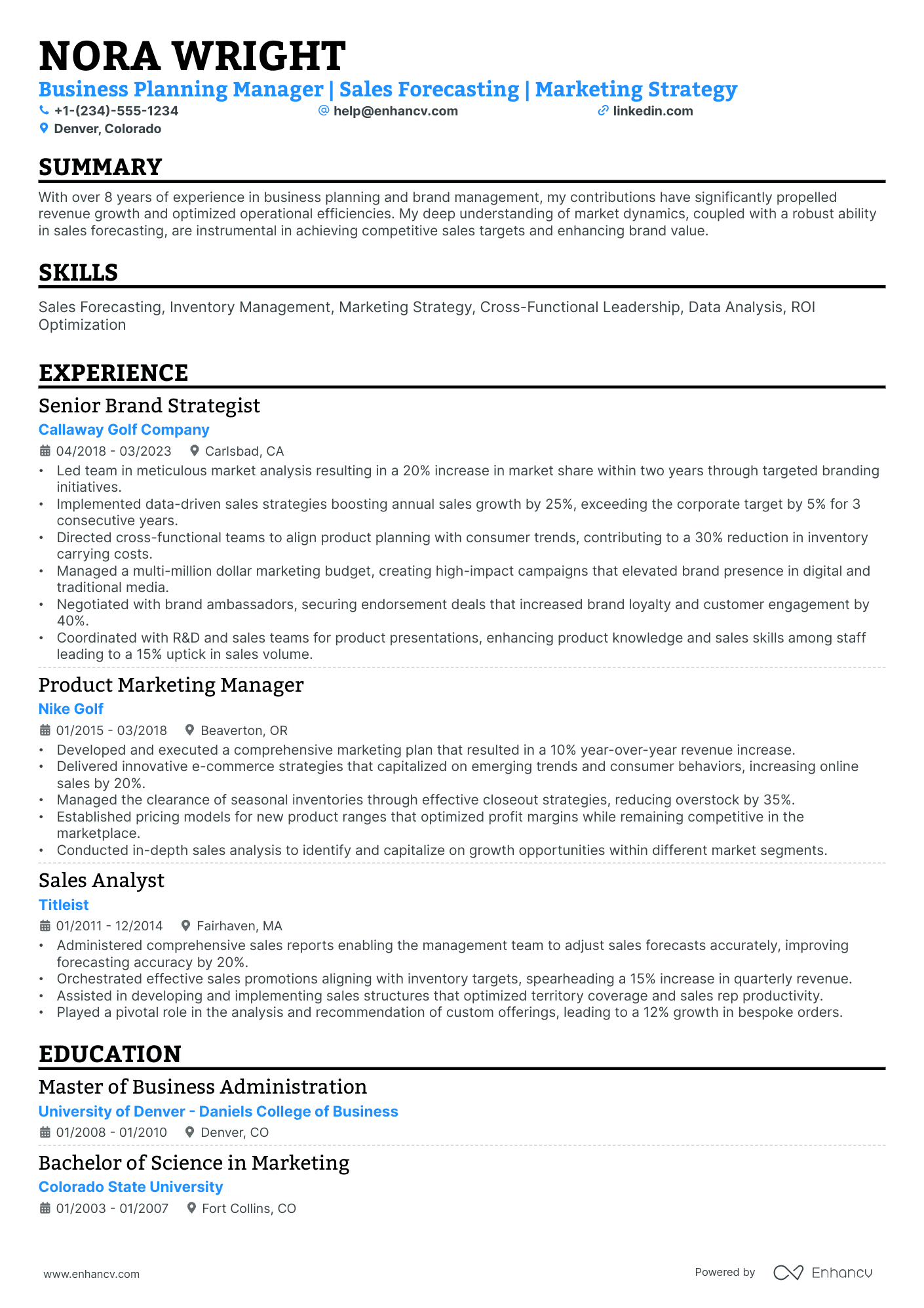 10 Business Planning Manager Resume Examples & Guide for 2026