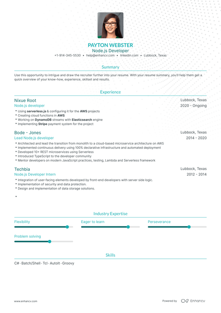 5 Node Js Developer Resume Examples & Guide for 2023