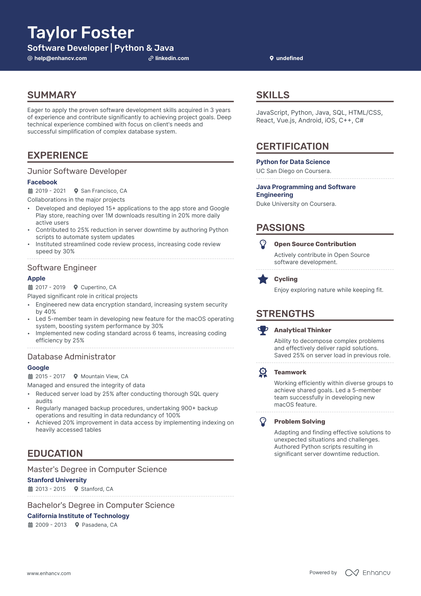 10 Entry-Level Computer Science Resume Examples & Guide for 2025