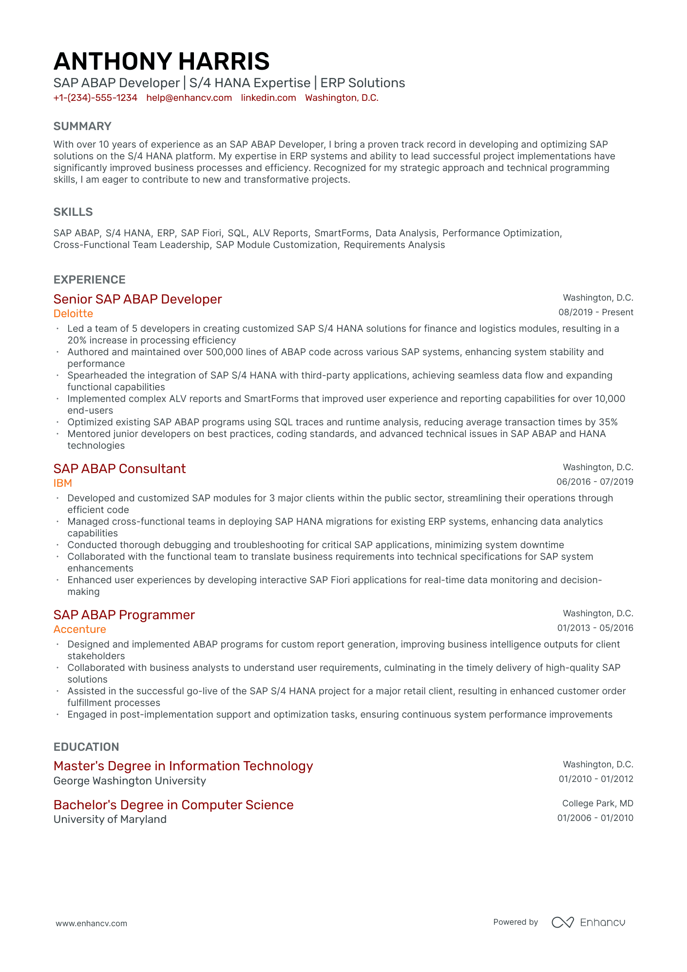 5 SAP Abap Developer Resume Examples & Guide for 2024