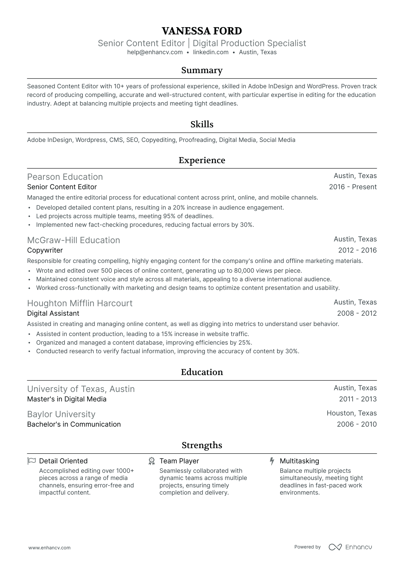 10 Content Editor Resume Examples & Guide for 2025