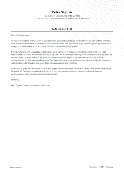 5 Professional Translator Cover Letter Examples and Template for 2025 ...