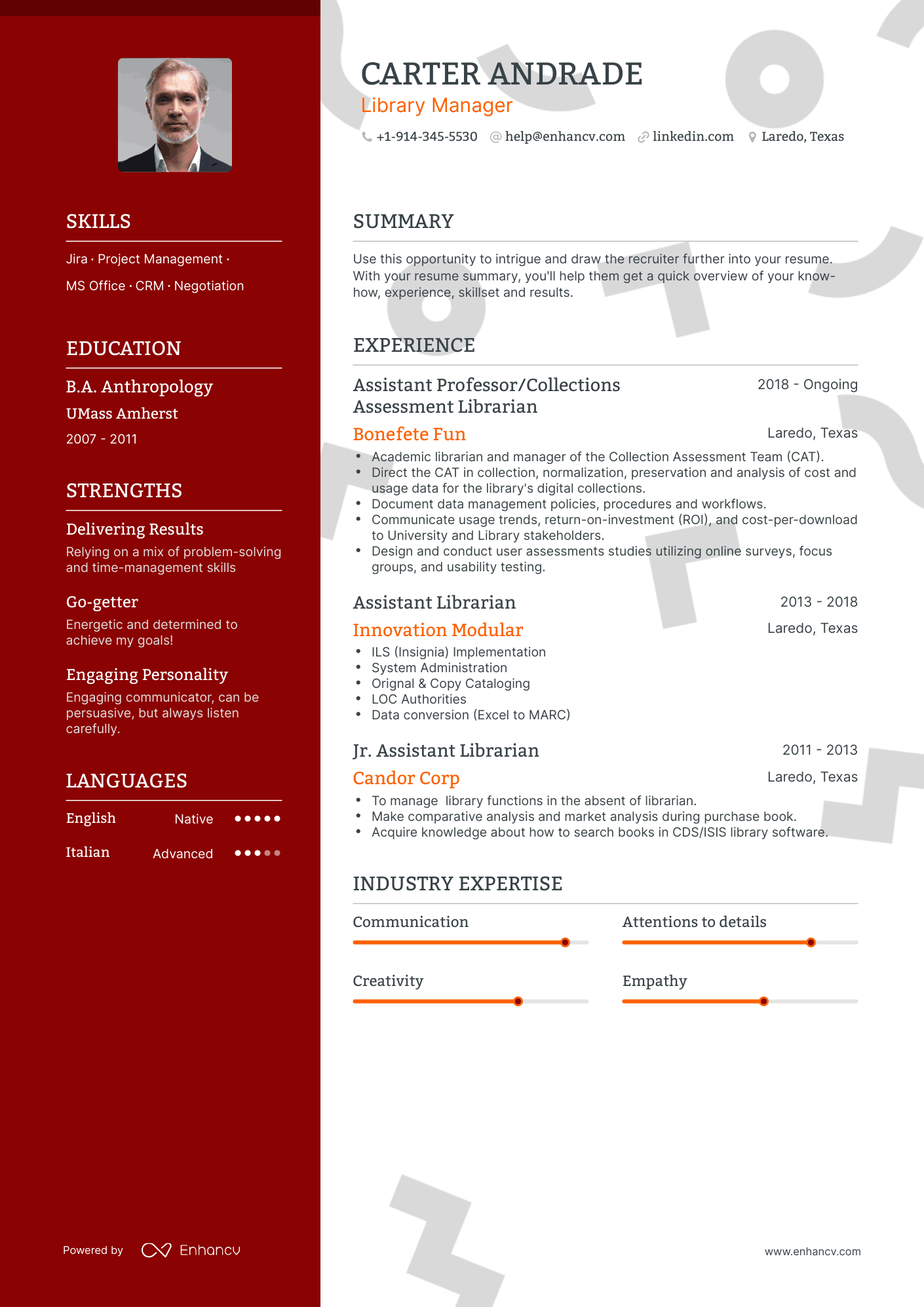 Library Manager Resume Examples & Guide for 2023 (Layout, Skills ...