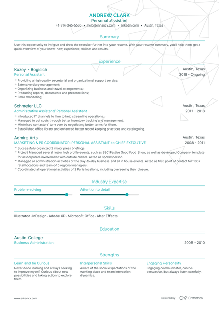 5 Personal Assistant Resume Examples & Guide for 2023