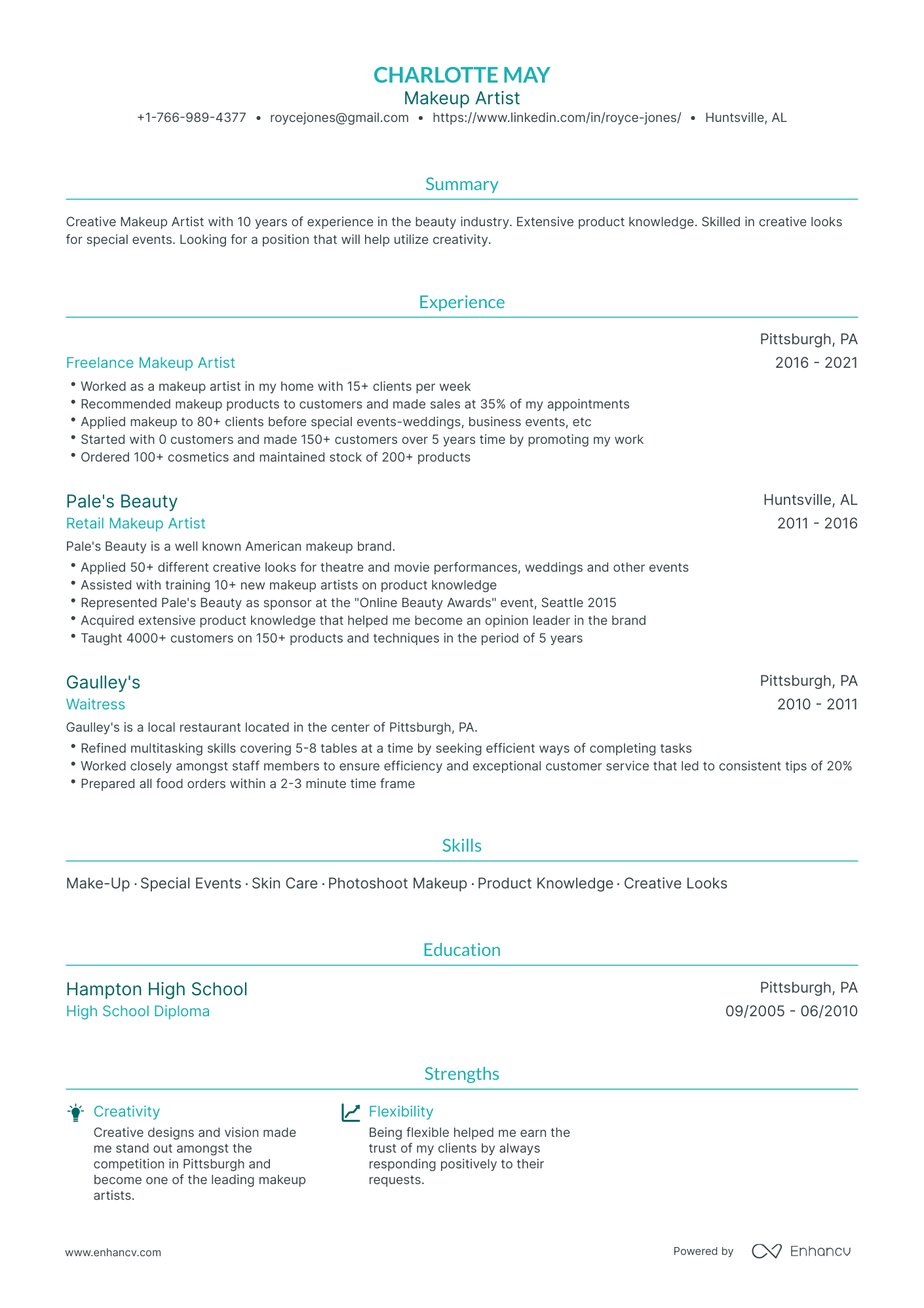 Makeup Artist Resume Examples & Guide for 2023 (Layout, Skills ...