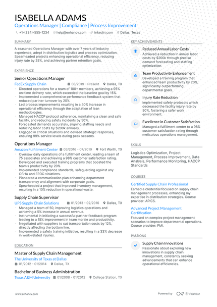 10 Transportation Operations Manager Resume Examples & Guide for 2025