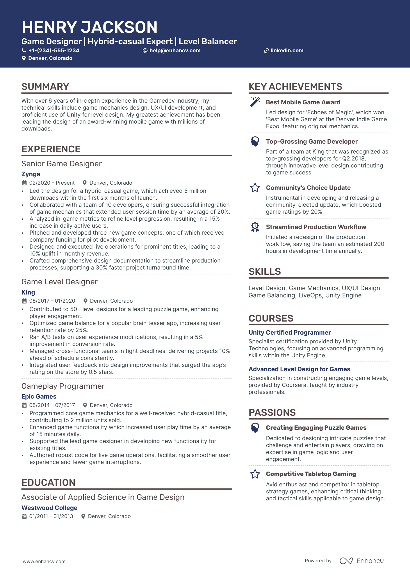 10 Game Designer Resume Examples & Guide for 2025