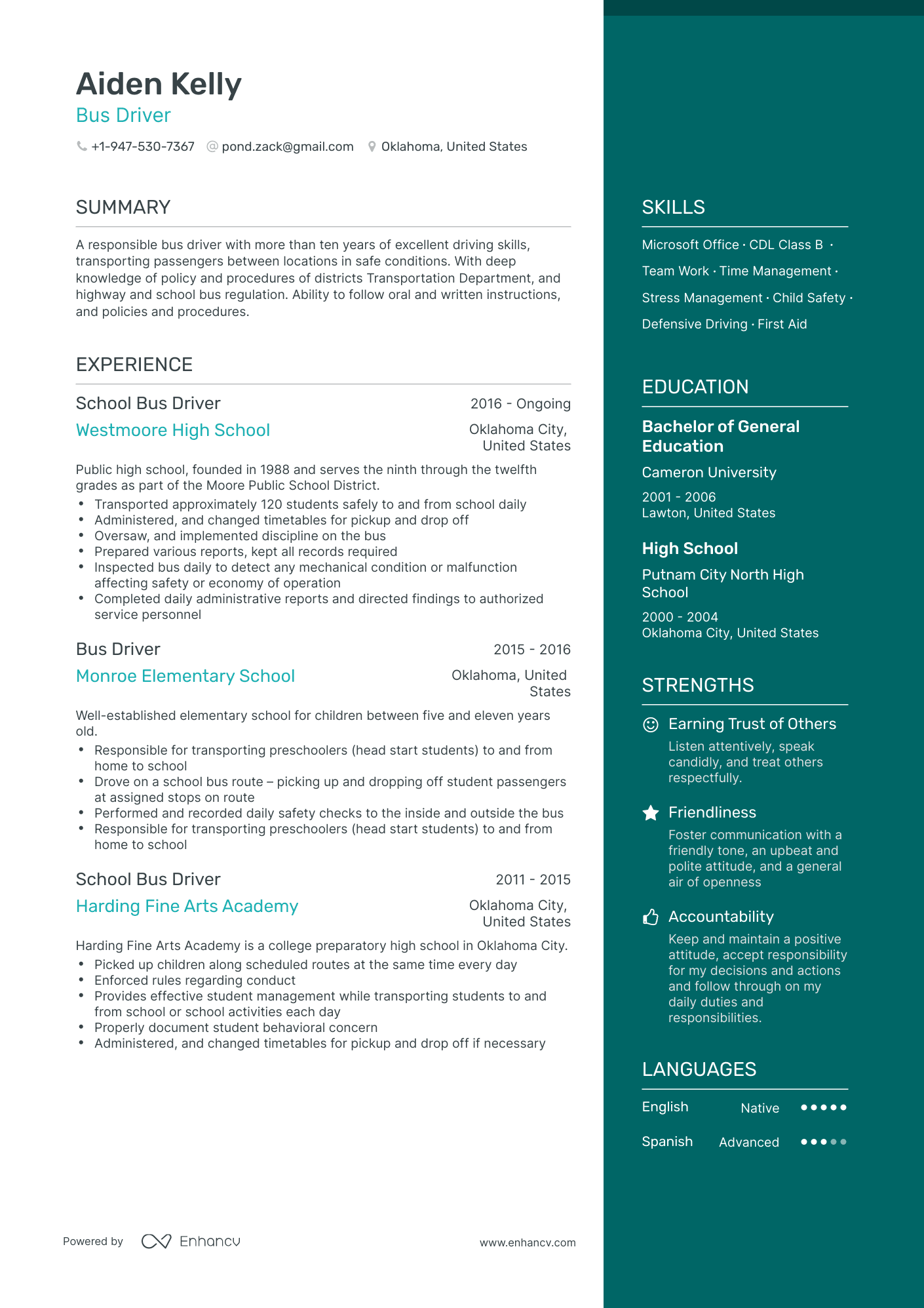 School Bus Driver Resume Examples & Guide for 2023 (Layout, Skills ...