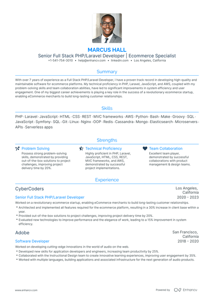 5 PhP Developer Resume Examples & Guide for 2023