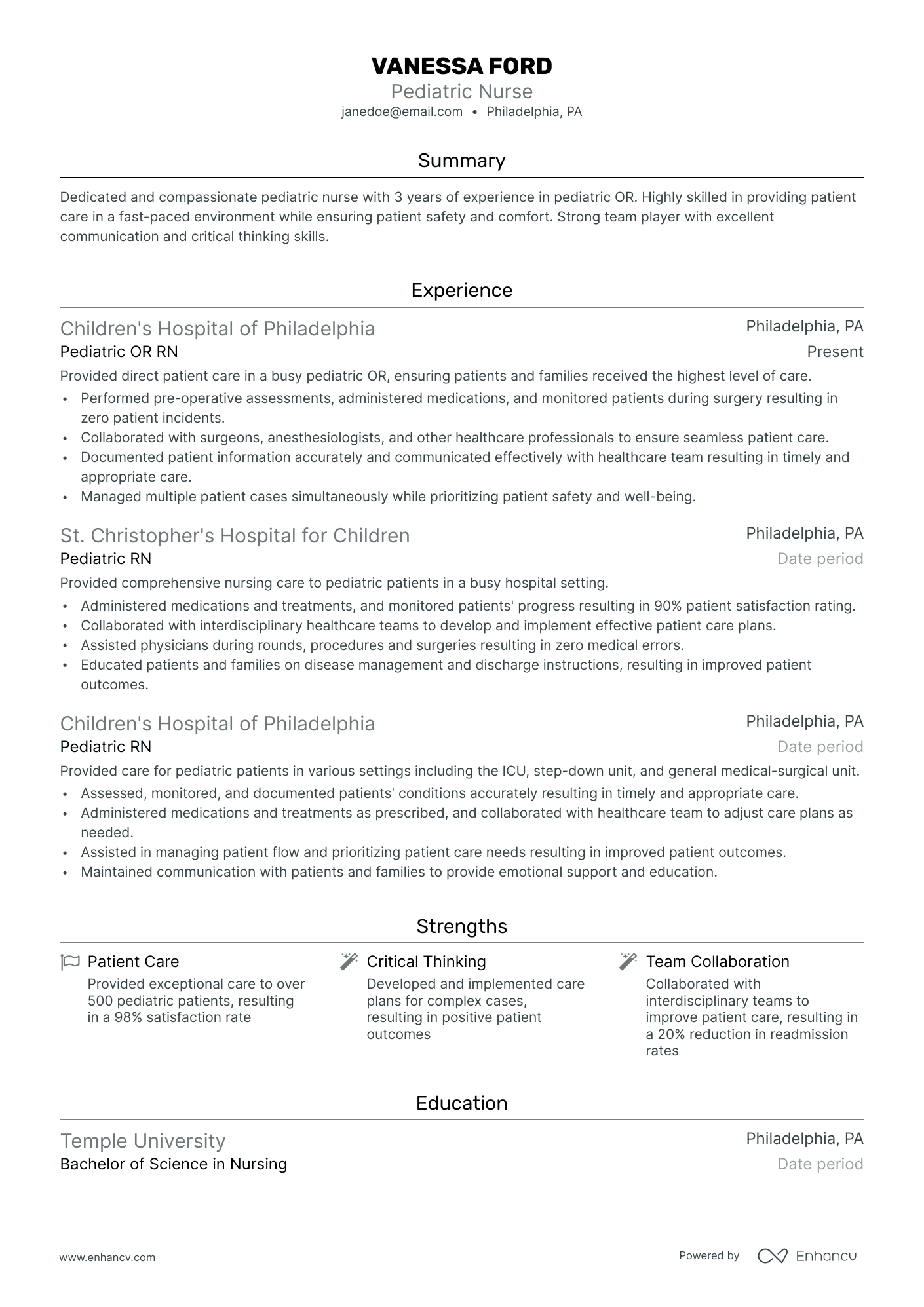 5 Pediatric Nurse Resume Examples & Guide for 2025