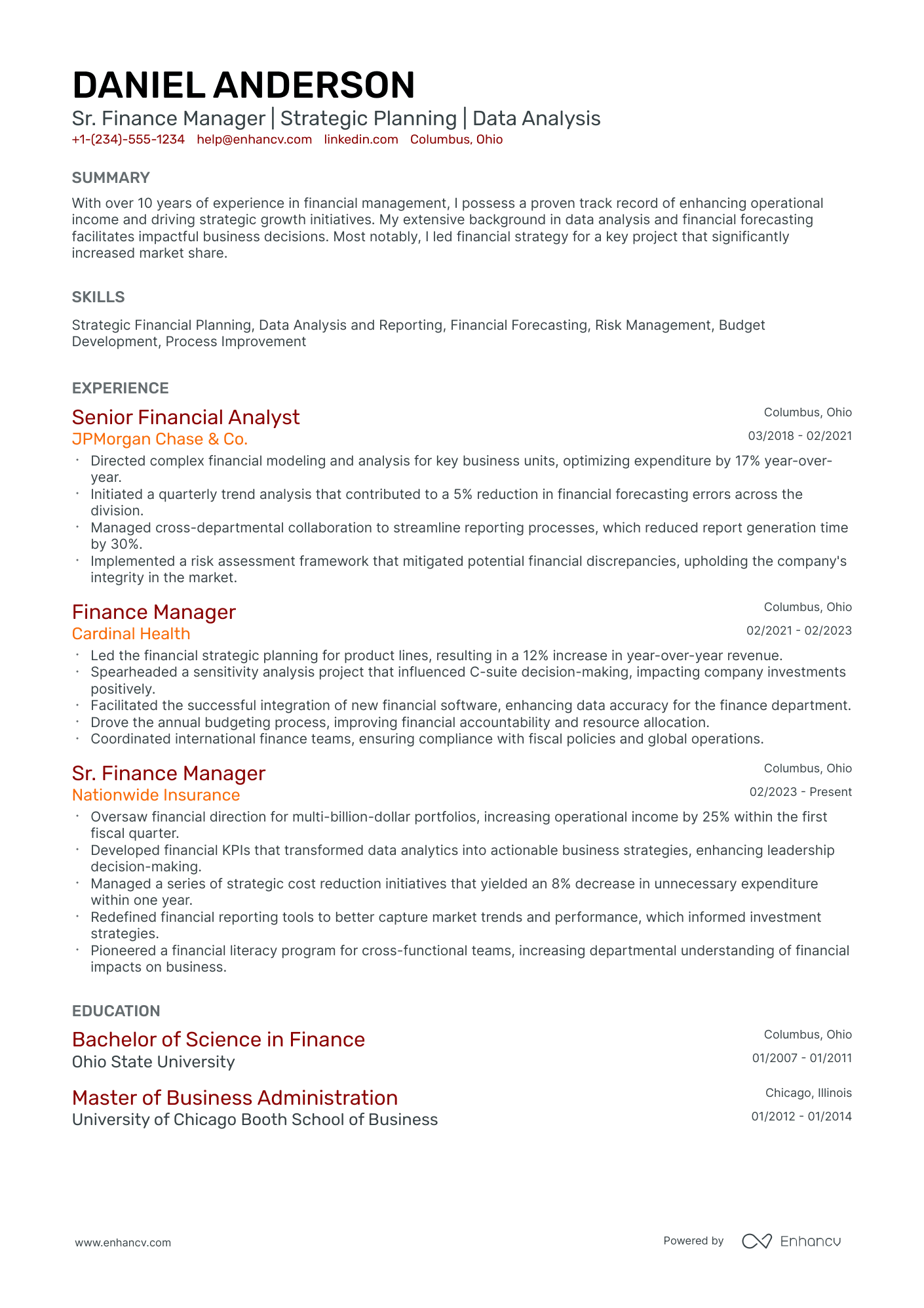 10 Senior Finance Manager Resume Examples & Guide for 2025