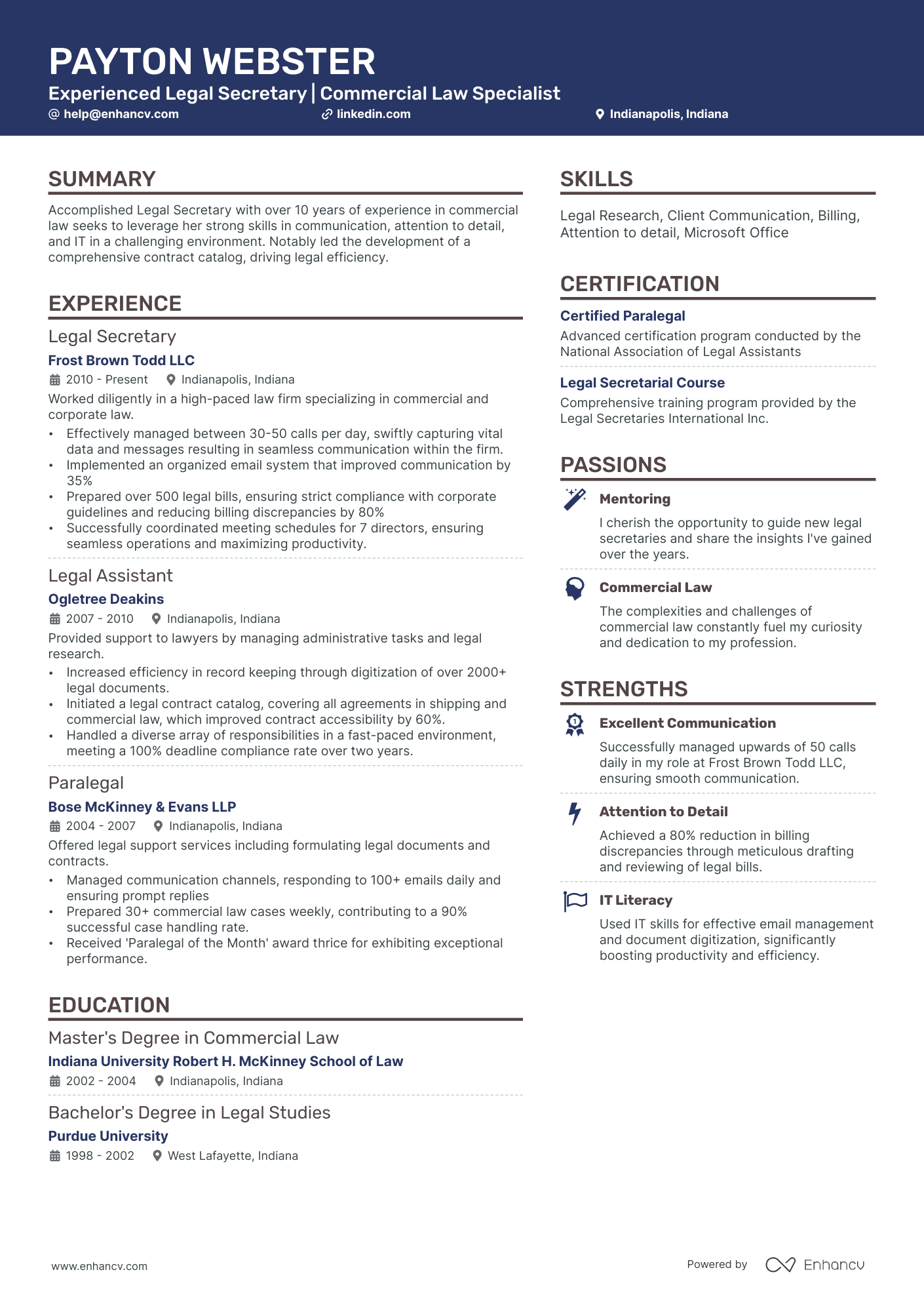 10 Legal Secretary Resume Examples & Guide for 2026