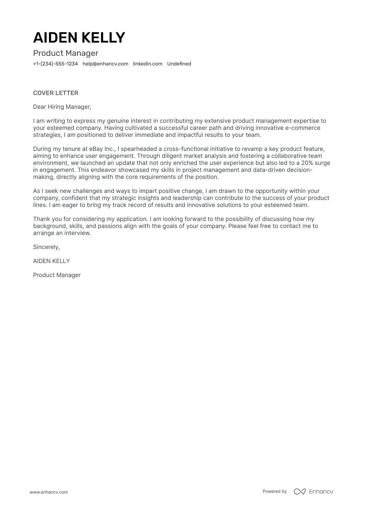 26 Professional Product Manager Cover Letter Examples and Template for ...