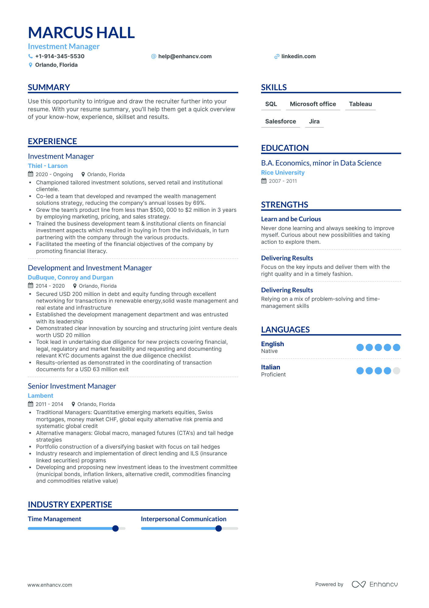 Investment Manager Resume Examples & Guide for 2023 (Layout, Skills ...