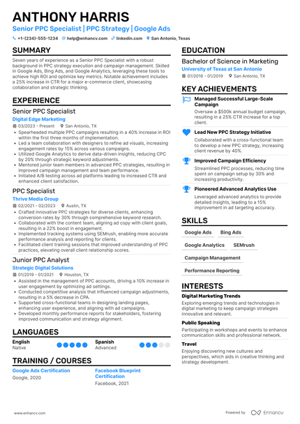 5 PPC Specialist Resume Examples & Guide for 2026