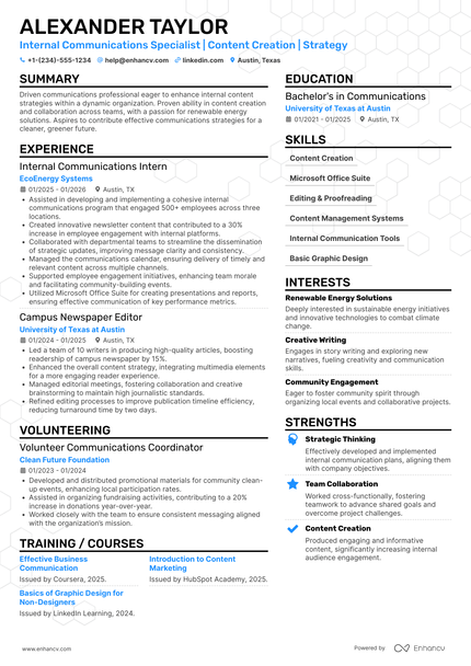 20 Internal Communications Resume Examples & Guide for 2026