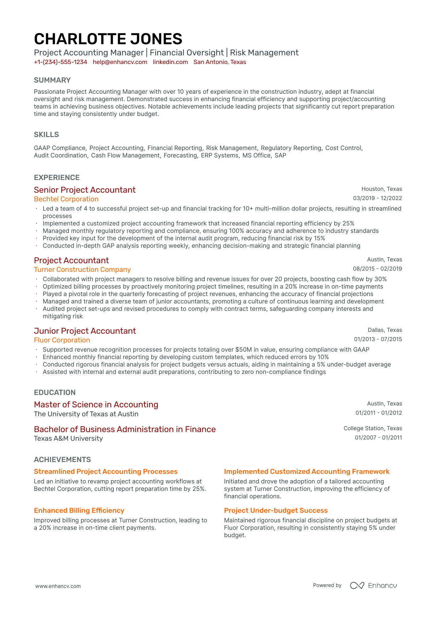 5 Project Accounting Resume Examples & Guide for 2024