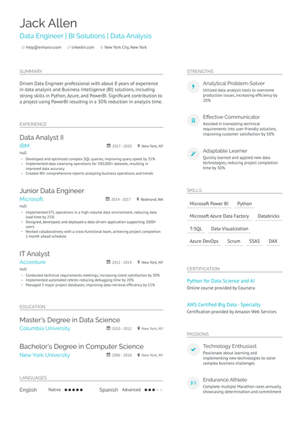 21 Data Engineer Resume Examples & Guide for 2024